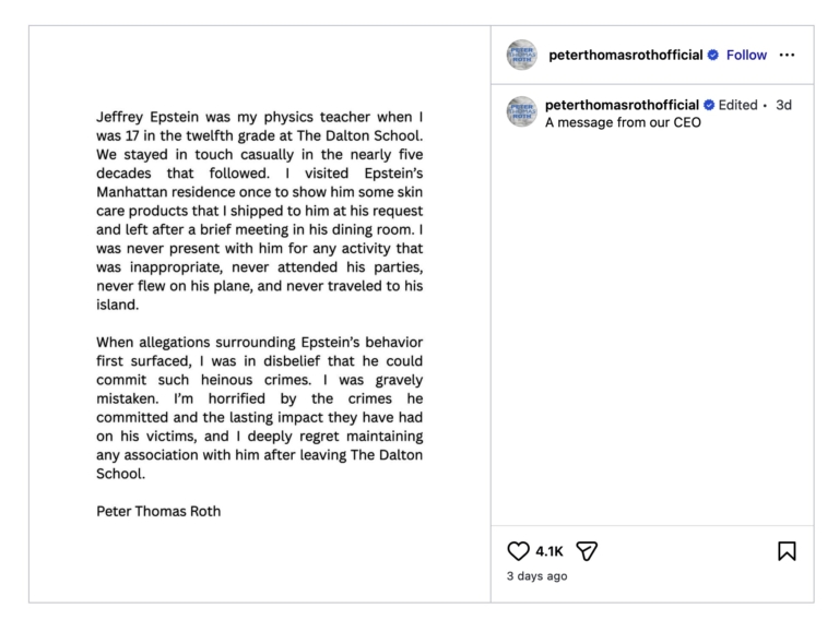 Peter Thomas Roth Faces Growing Backlash After New Epstein Emails Are ...